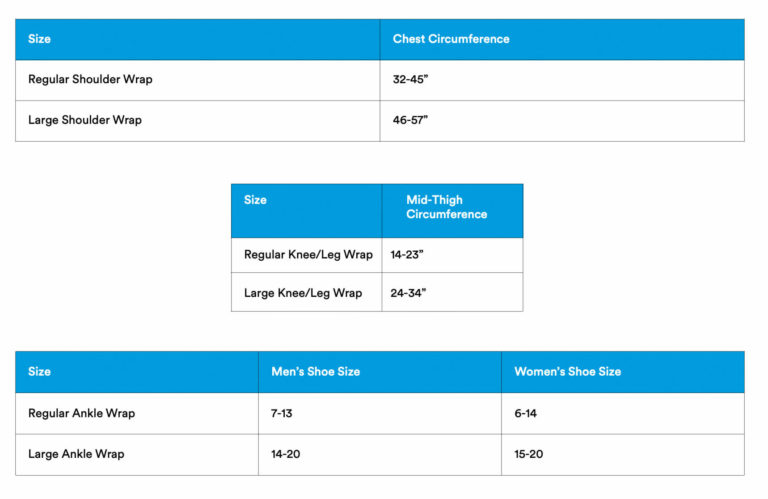 Sizing Chart – Cold Compression Rental